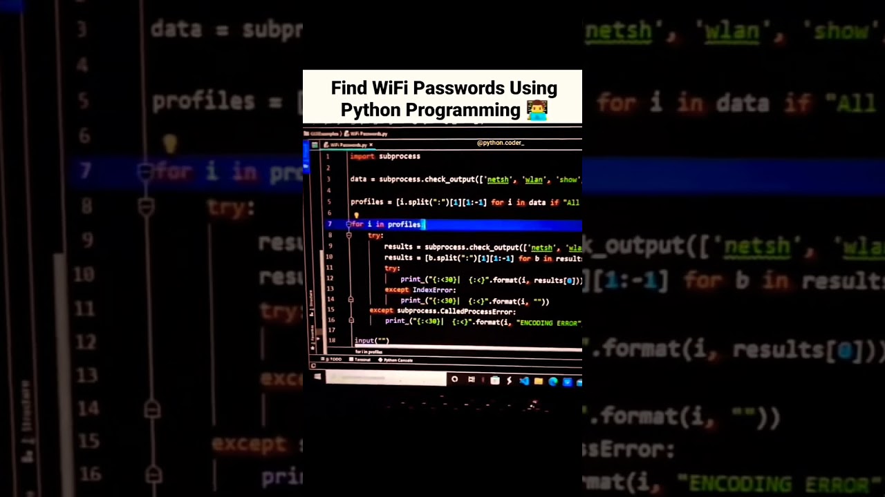 find wifi password using python programming #trending #python #shorts #trendingshorts