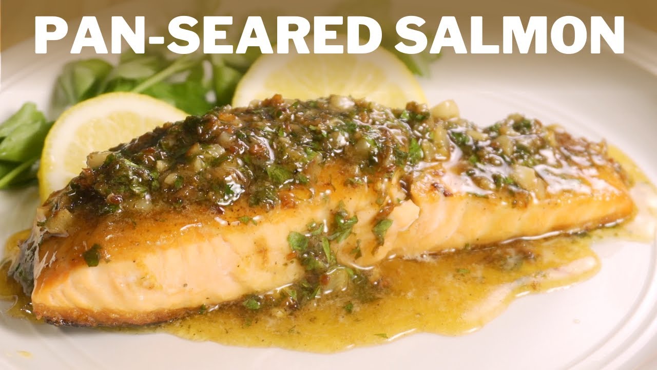 PAN-SEARED SALMON with Lemon Garlic Butter Sauce » Crispy, Juicy & Easy