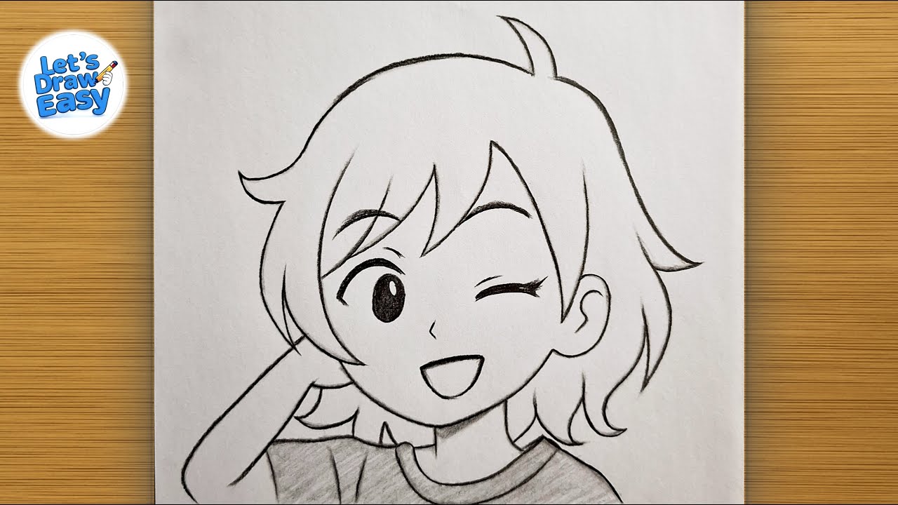 How to Draw a Cute Anime Girl Winking | Easy Step-by-Step | Easy anime Drawing | anime girl Drawing