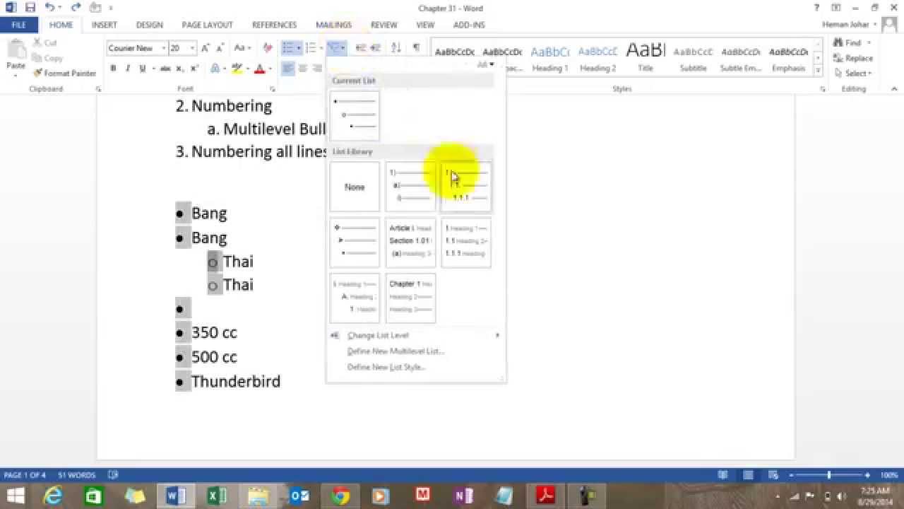 Create Bullet Points In Ms Word In Hindi Learn Excel Course Ms Word Course And Ms Excel Course