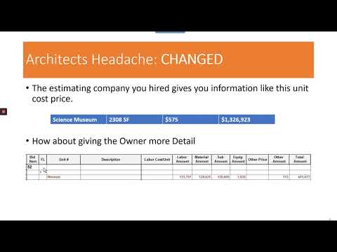 Architects- Next Level ESTIMATING - Unit Cost vs Detail