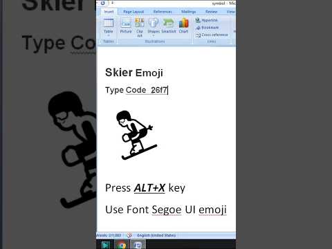 Skier Emoji in Ms Word #shorts #msword #emoji #symbols #viral #shortcutkeys #skier