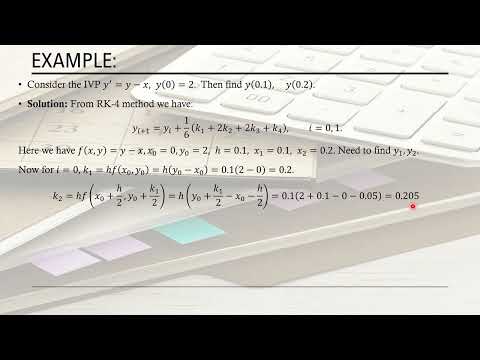 Runge Kutta Method of order 4 with calculator tricks and Matlab implementation