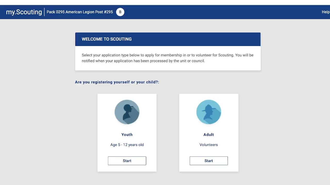 Intro to my.scouting.org and how to fill out a application.