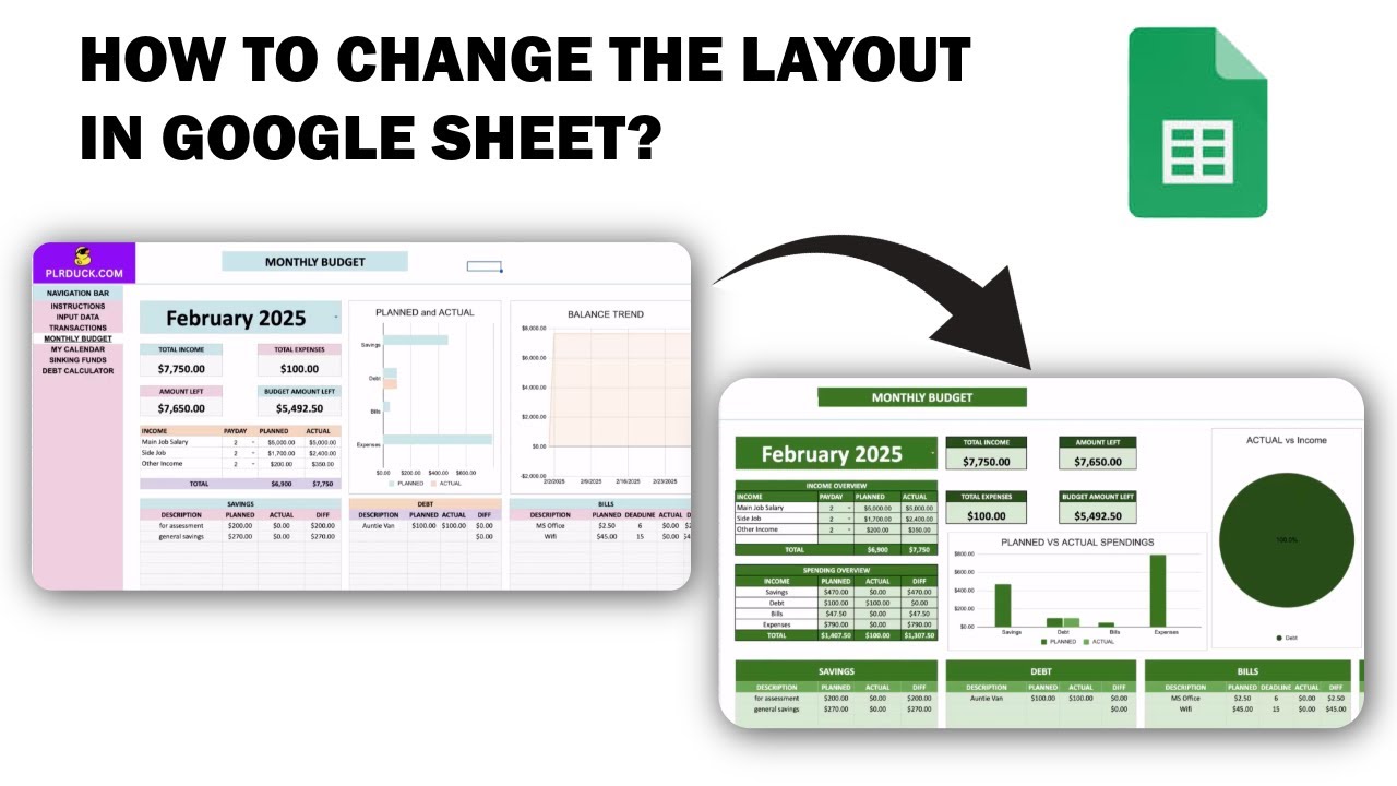 How to Change Layout in  Google Sheets