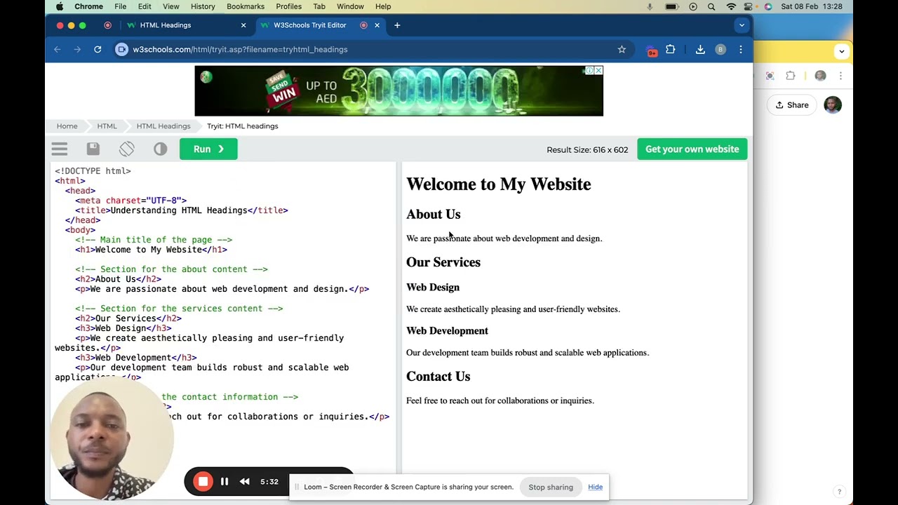 Learn HTML with AI Pt.6 - HTML Headings - Complete Tutorial for Beginners - ChatGPT & W3Schools