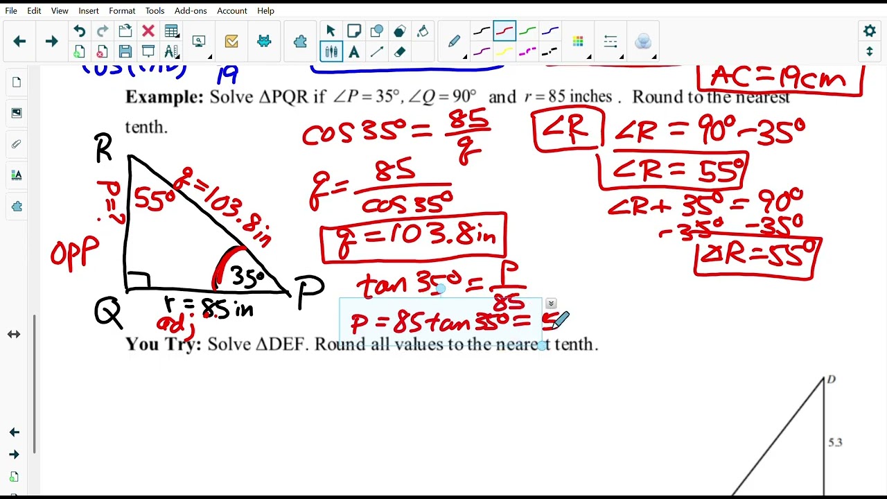 Trigonometry Lesson 5 Solving a Right Triangle