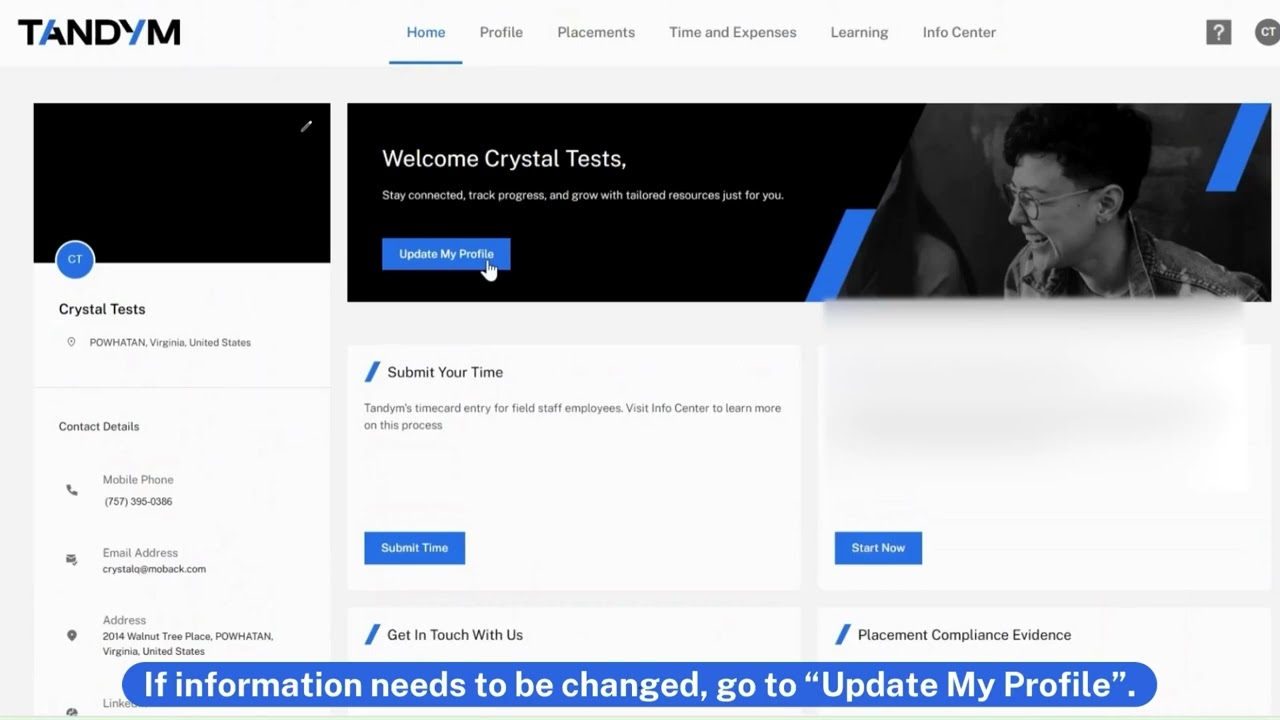 Tandym Candidate Portal Overview