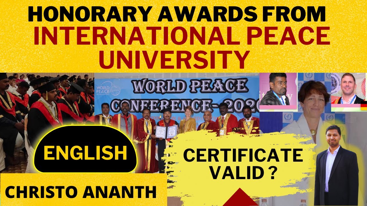 Christo Ananth - International Peace University - Honorary Awards- Genuine Review - English