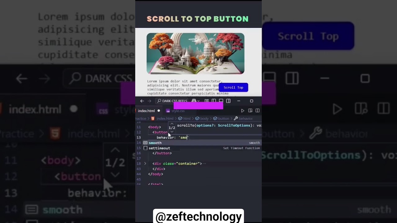 Make a Scroll Button in 15 Seconds! #Shorts #coding#webdevelopment #shorts #programming  #html#css