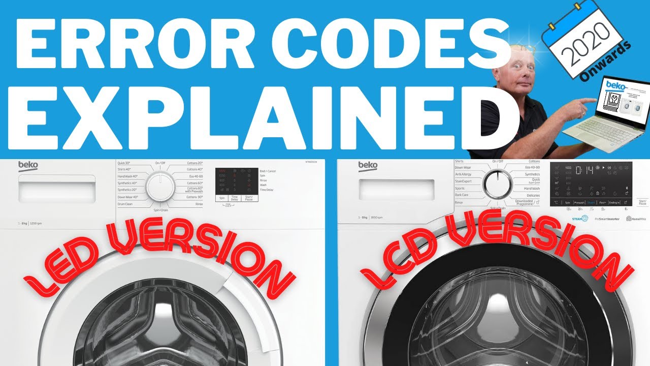 Beko washing machine error codes explained digital display and LED types 𝟮𝟬𝟮𝟬 onwards