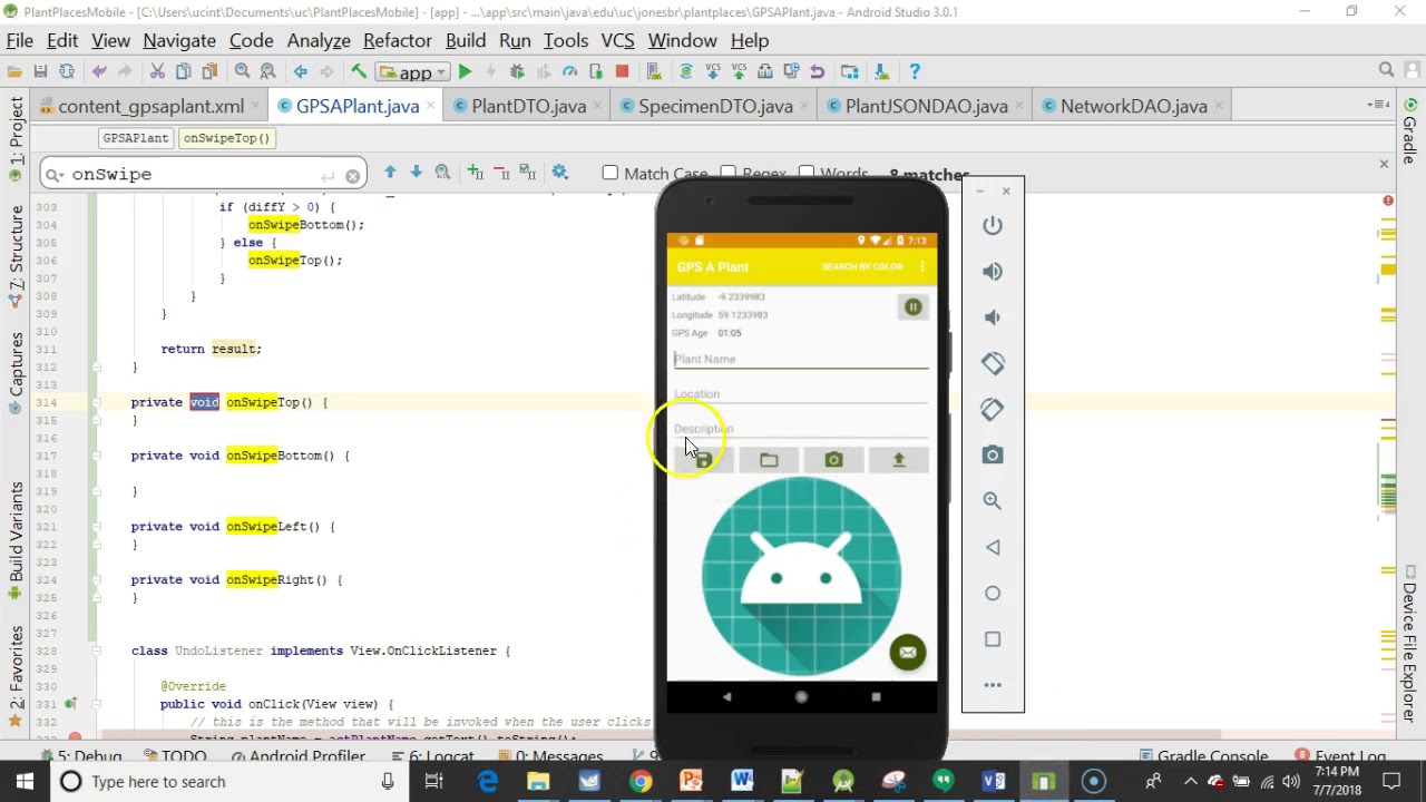Implement swipe up down left right with onFling Android