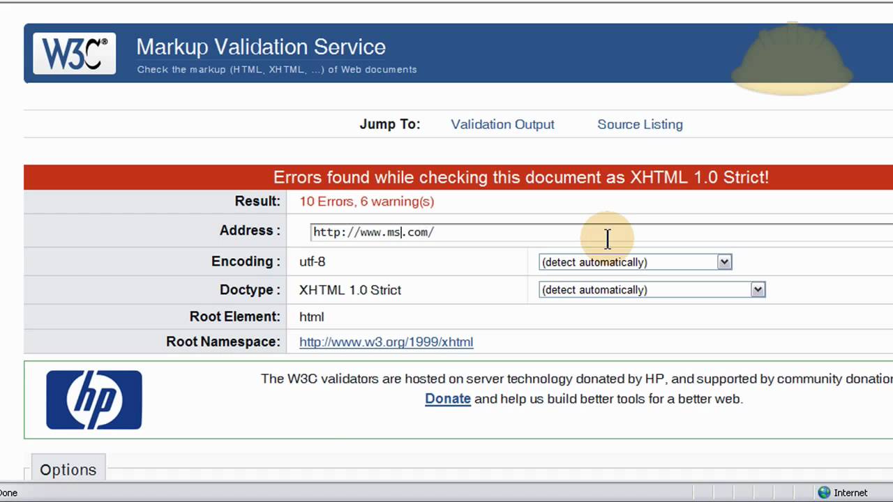 HTML Markup Validation - Check for Errors