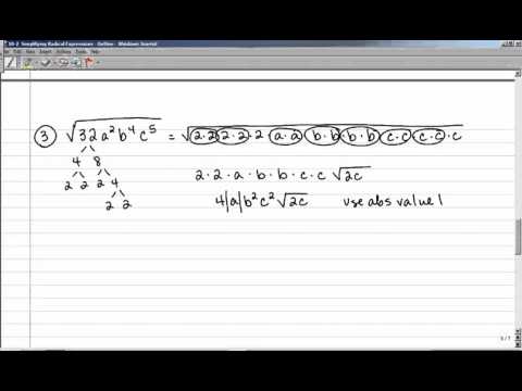 10-2 Simplifying Radical Expressions