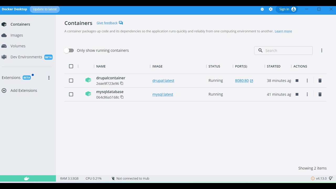 Drupal installation with Docker | D4Drupal