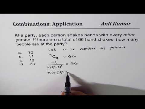 Find number of persons in a party with 66 handshakes Combinations
