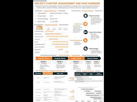 Project Charter Management One Page Summary Presentation Report Infographic Ppt Pdf Document