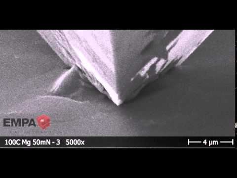 In situ indentation of a magnesium alloy at 100°C