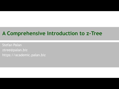Welcome | z-Tree online course