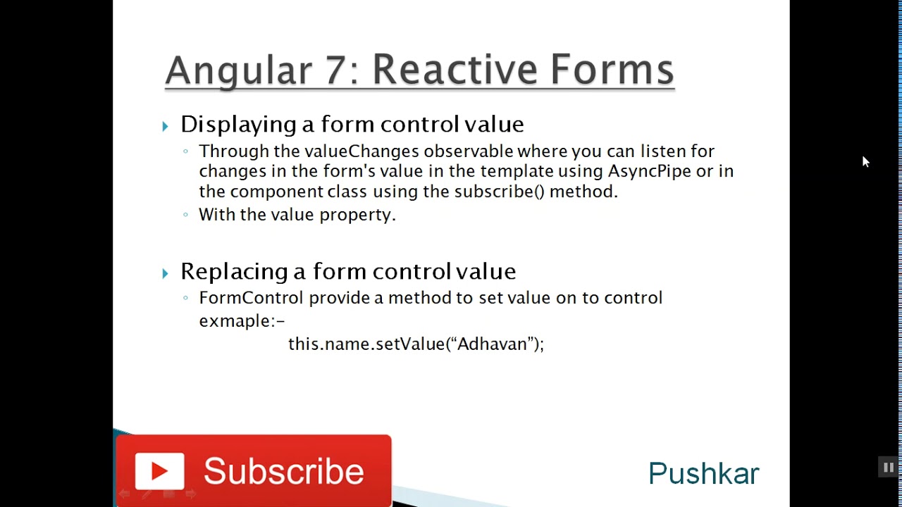 Angular 7 -  Model driven Form (Reactive form)