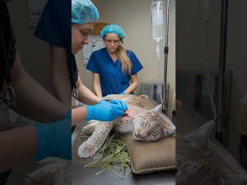A lynx, with infected wounds from a failed predator attack, is found limping through deep snow