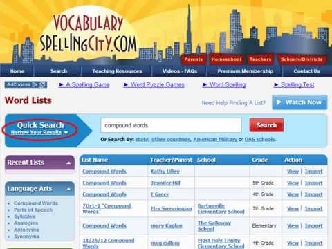 VocabularySpellingCity - Find A List on VocabularySpellingCity