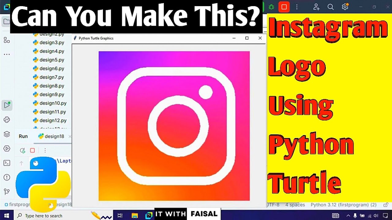 Instagram Logo Using Python Turtle | Easy Python Turtle Graphics Drawing Tutorial For Beginners