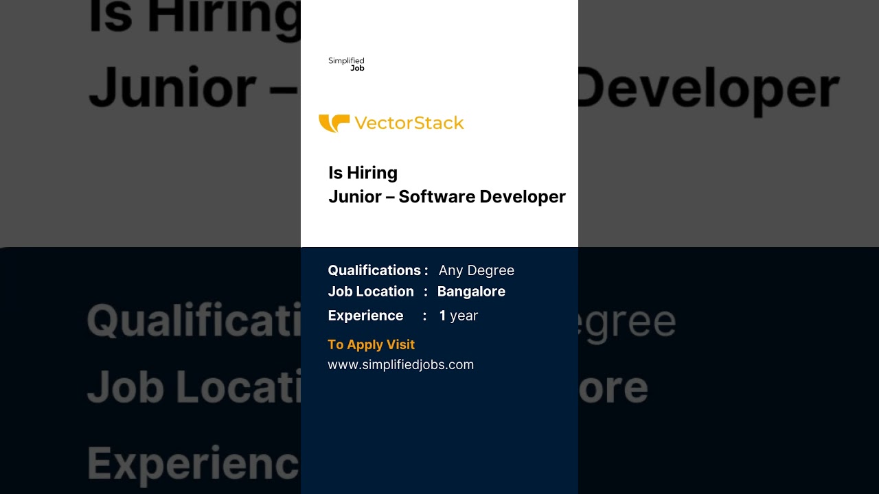Vector Stack is hiring Junior Software Developer - Simplified jobs
