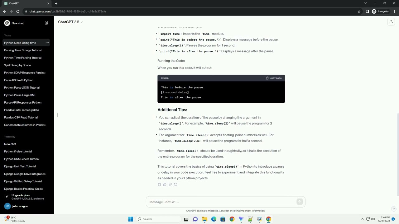 python pause for 1 second