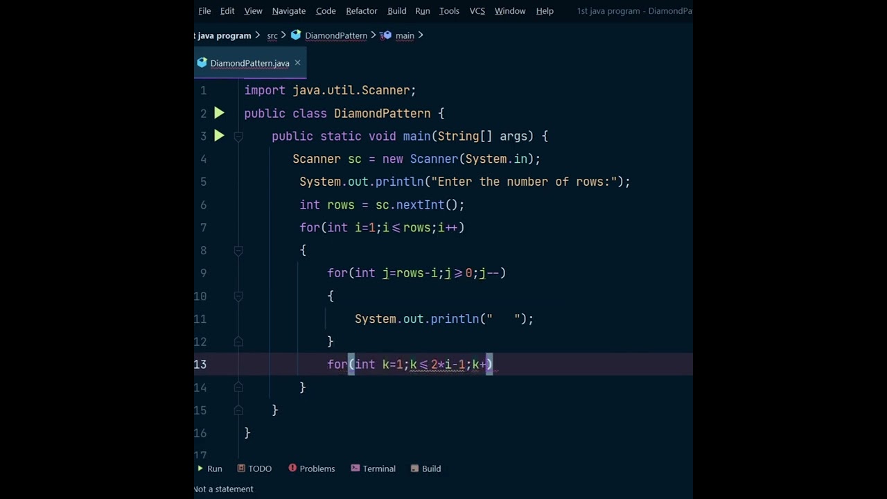 Try to draw Diamond Pattern in Java | #shorts #java #javaprogramming