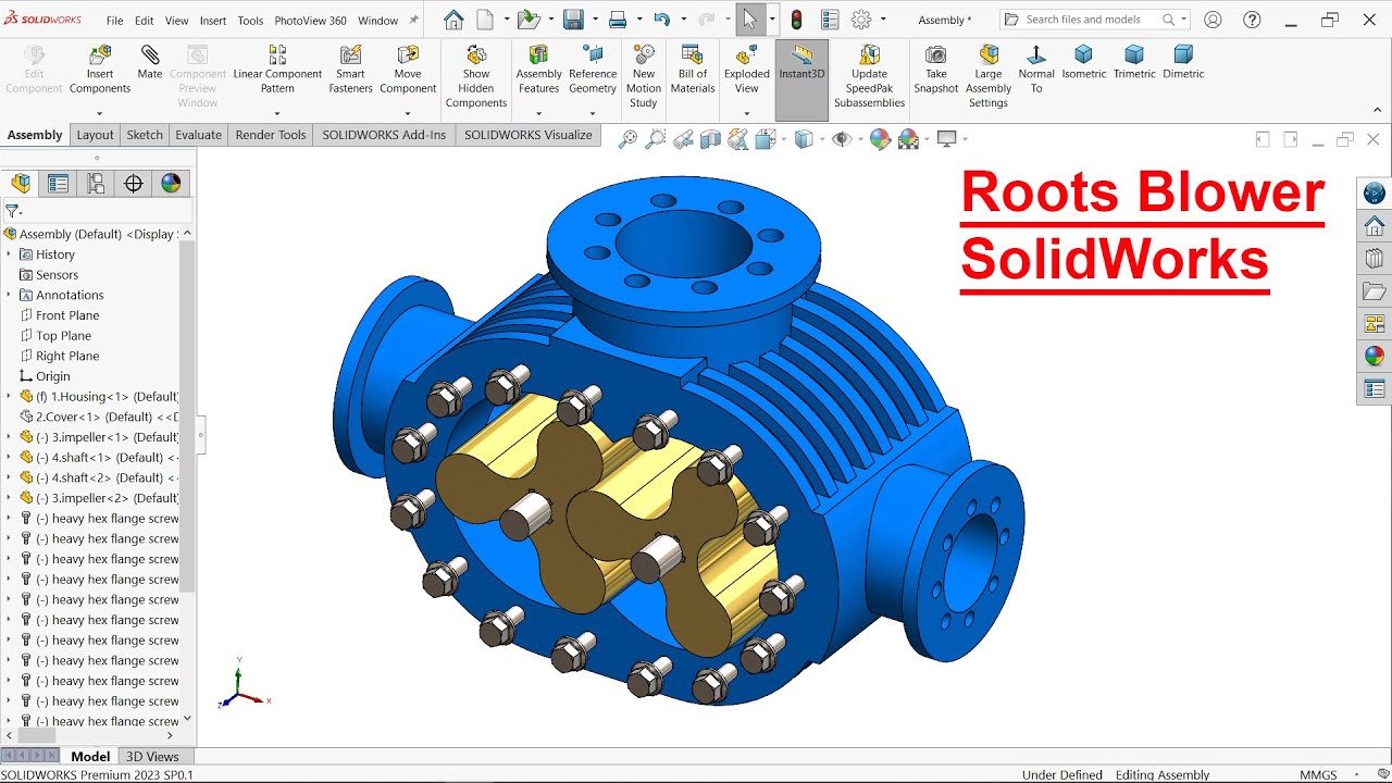 Roots Blower Assembly in SolidWorks