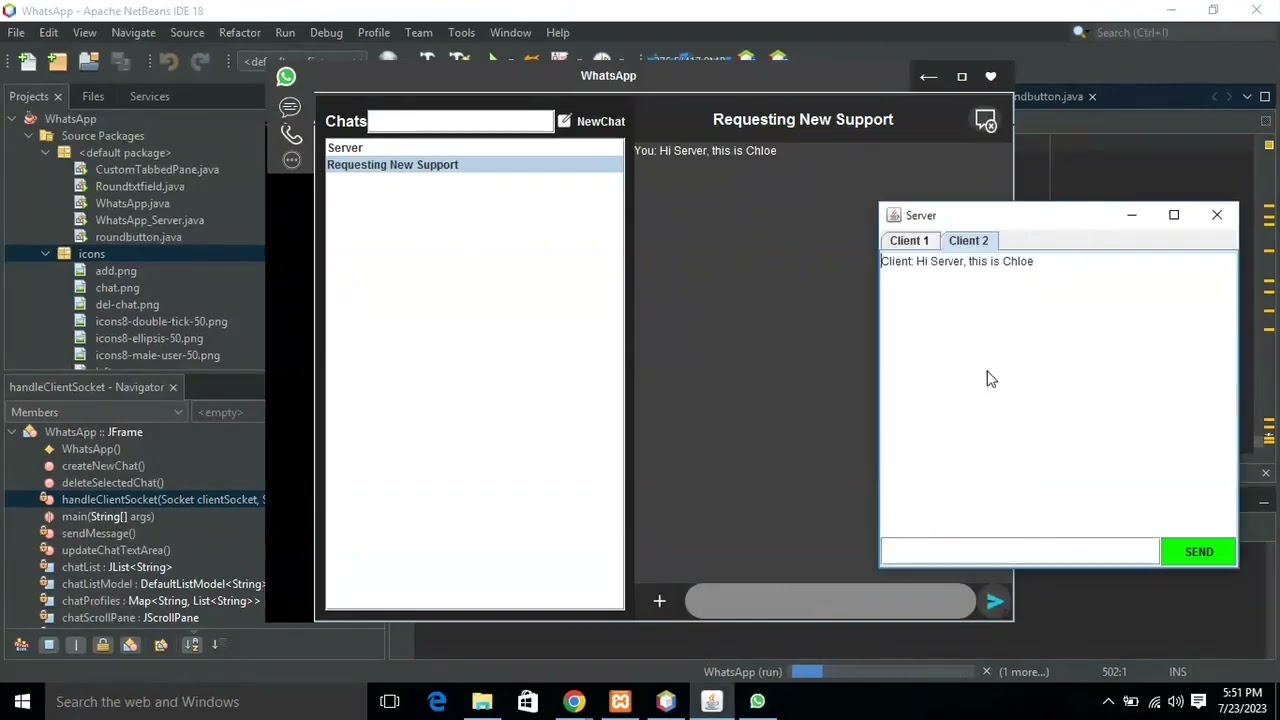 Java Chat Application |  Java Client Server chat with backend | mySql | CapstonProject