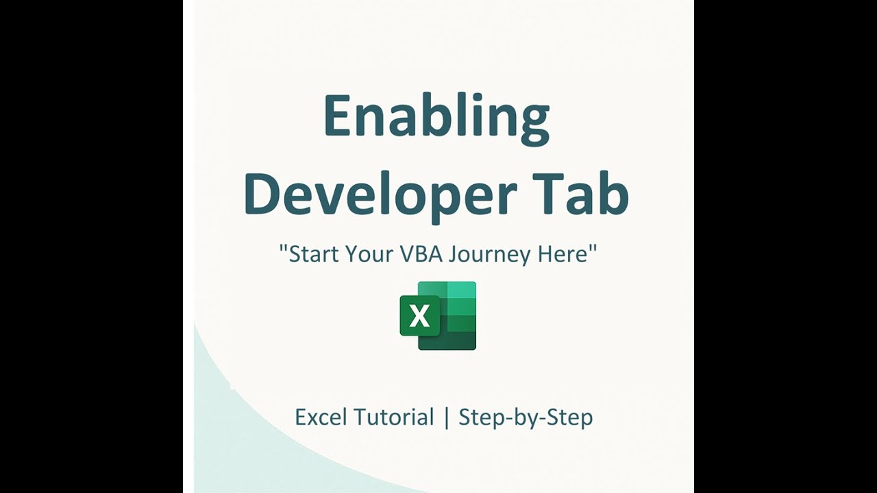How to Enable the Developer Tab in Excel | VBA Beginners Guide
