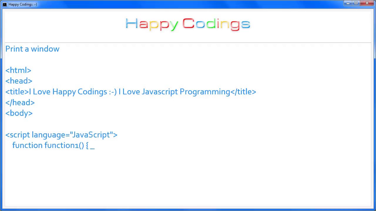 JavaScript | Print a window