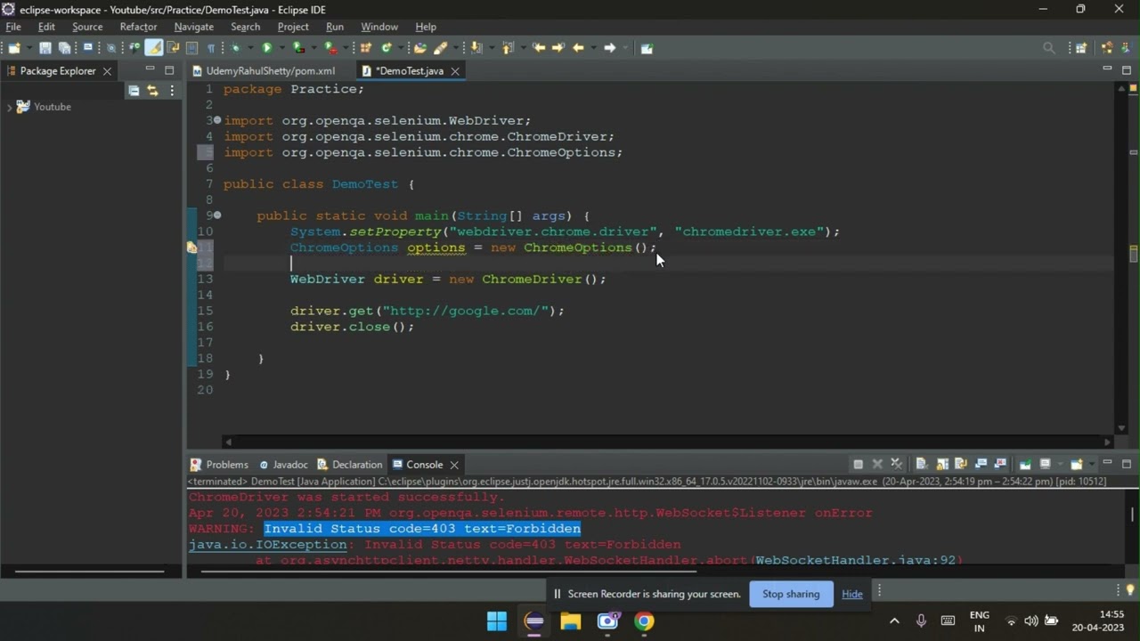 Invalid Status code=403 text=Forbidden | Selenium Error