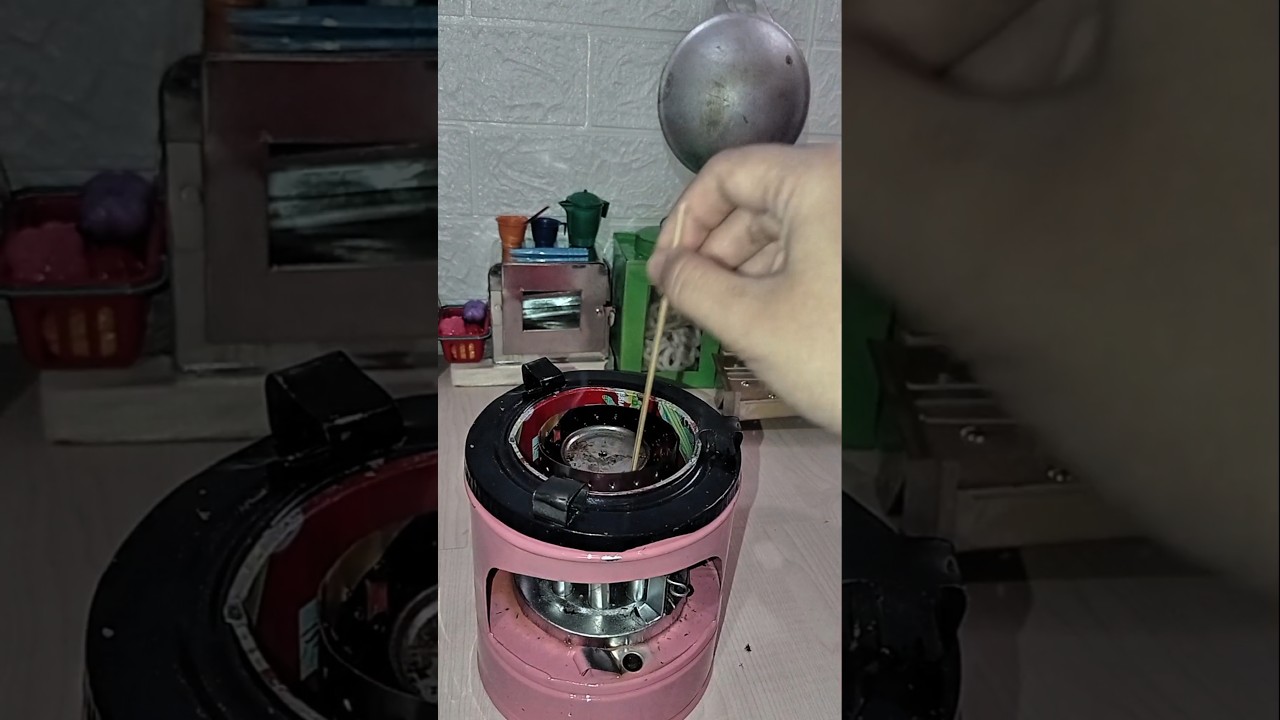 Trying a mini stove using used cooking oil #kitchen #minikitchen #unboxing