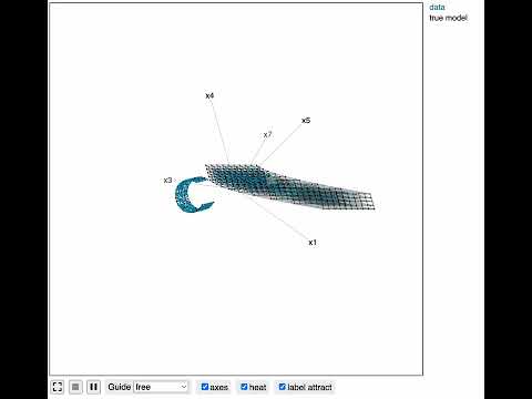 Langevitour animation of the true model overlaying two nonlinear clusters data
