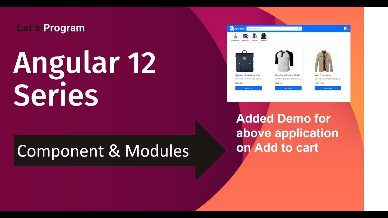 Component & Modules in Angular | Angular 12 tutorials for beginners | Add to cart Application Demo