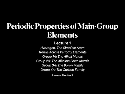 Periodic Properties of Main Group Elements | Lecture 1 | Inorganic Chemistry II