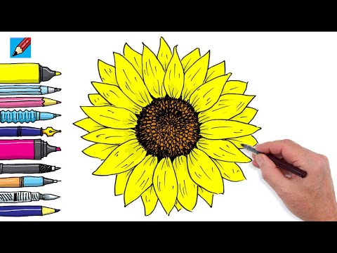 How to draw a Sunflower Real Easy - Step By Step Instructions