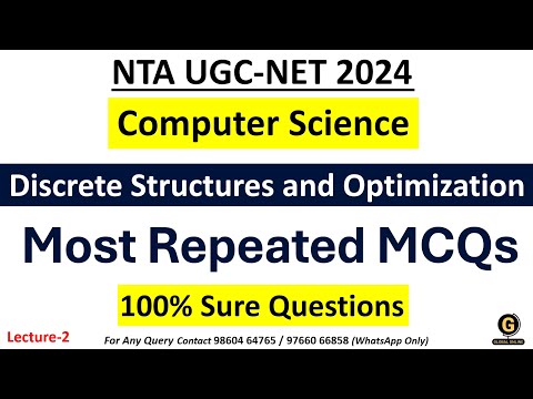 Discrete Structures Important MCQs Video Lecture - Crash Course for UGC NET Computer science