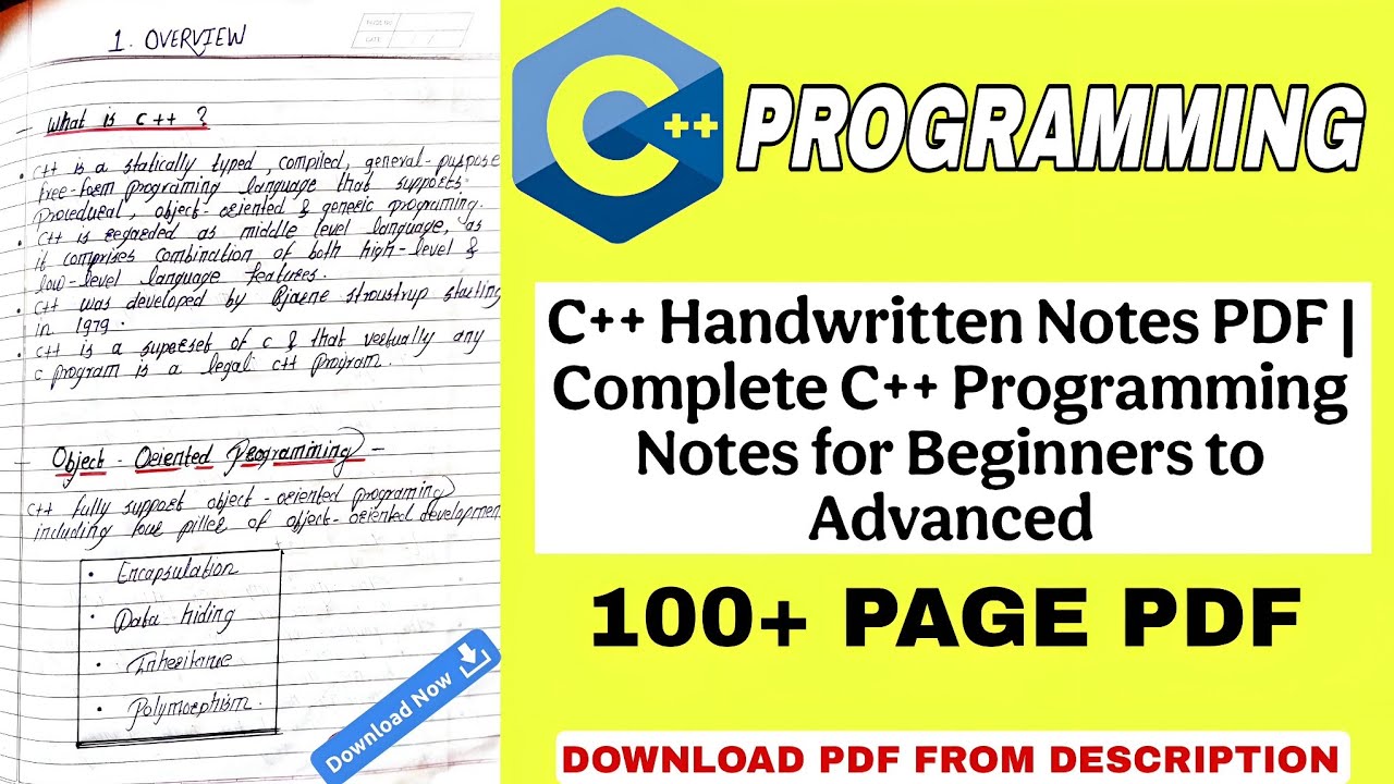 C++ Handwritten Notes PDF | Complete C++ Programming Notes for Beginners to Advanced