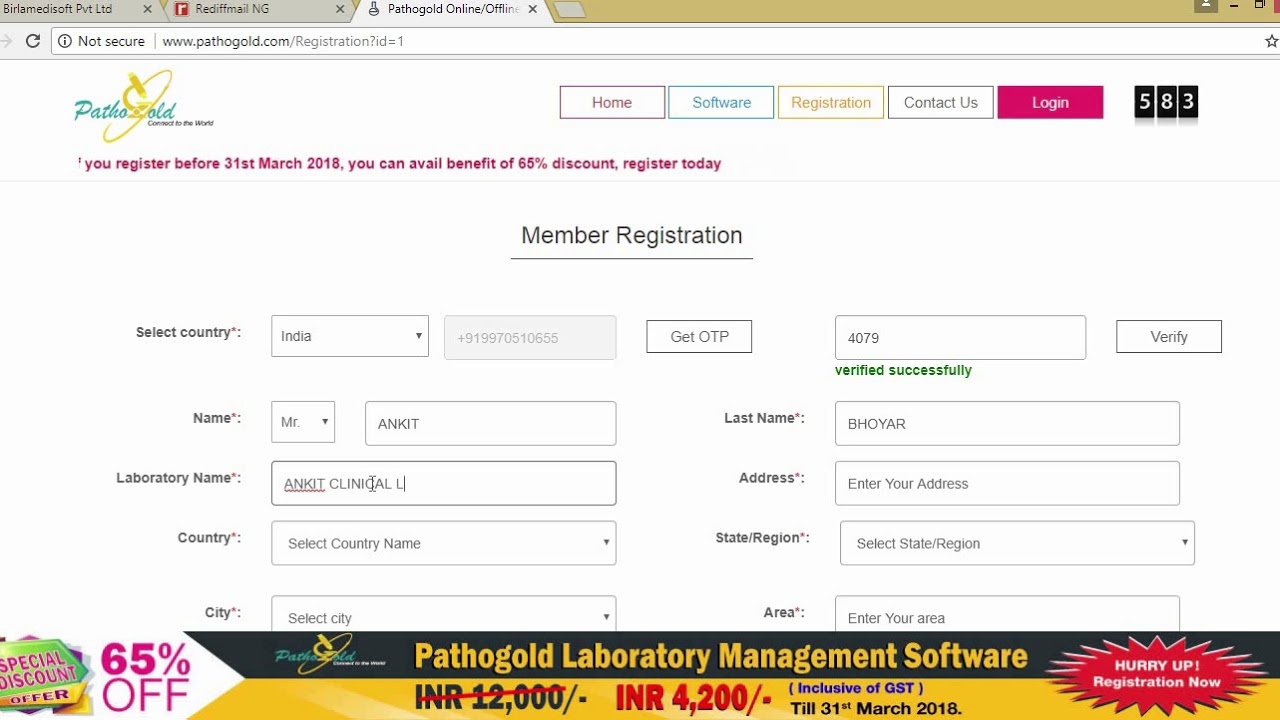 How to register on Pathogold