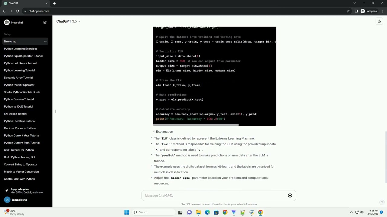 extreme learning machine python code
