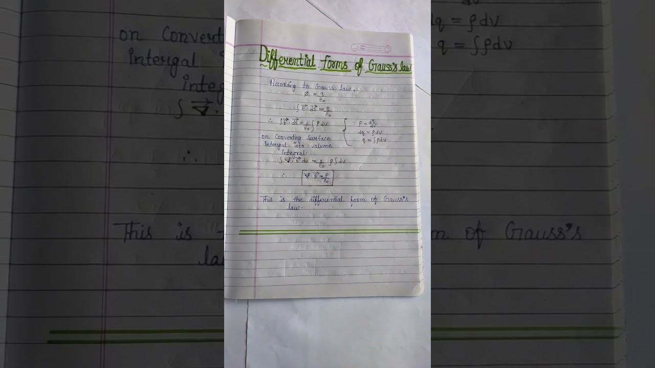 Differential  forms of Gauss's law #B.SC second semester#physics notes!!!!