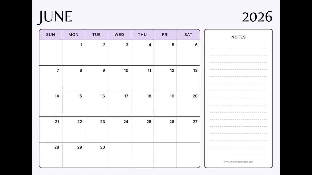 June 2026 Calendar | Printable A4 & US Letter | Portrait & Landscape | Free PDF Download | June 2026