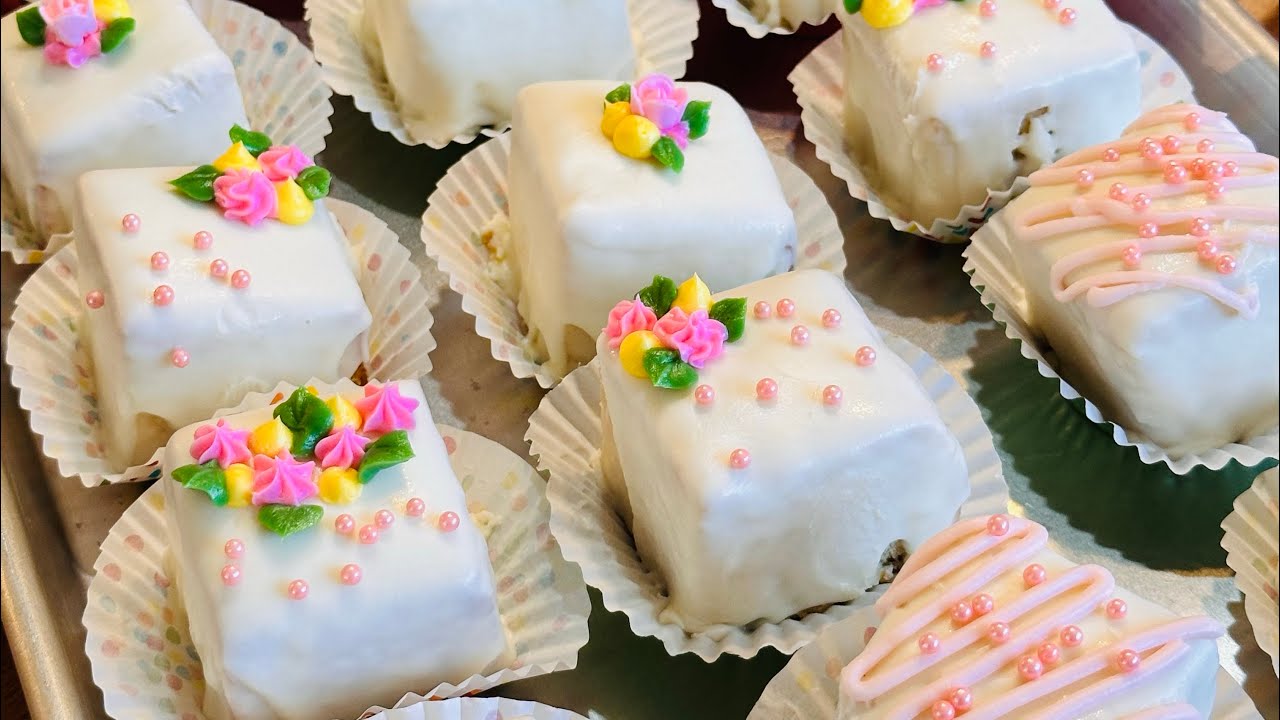 Come decorate these cute Vanilla Petit Fours for Part One of a ladies brunch with me!