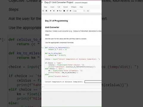 Unit Converter Project | 100 Days of Python Programmning | Day-21 #pythonchallenge #shorts