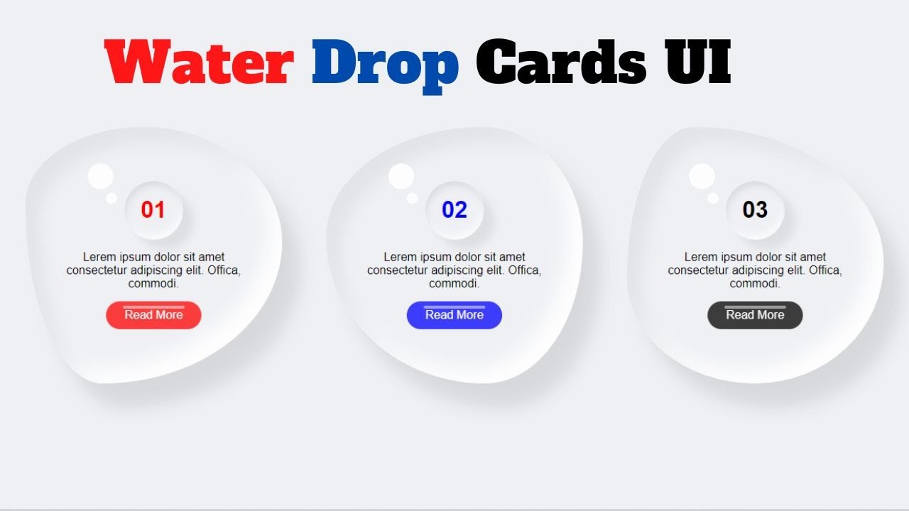 Water Drop Cards UI with nice Hover Effects || Create Liquid Drop Cards