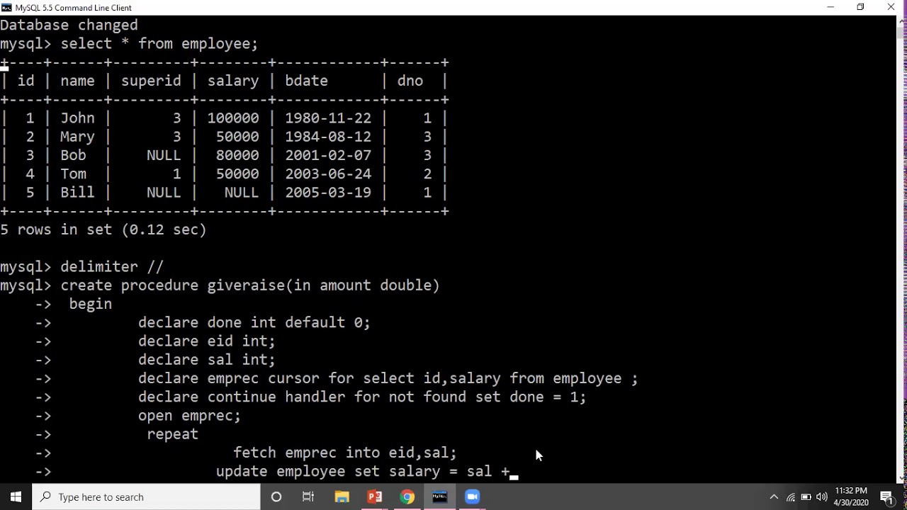 Solved Example Using Cursor (Part 2) in SQL (DBMS)